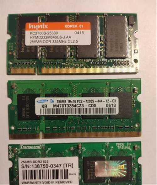 Память 256 MB DDR2 so-dimm Hynix samsung Transcend