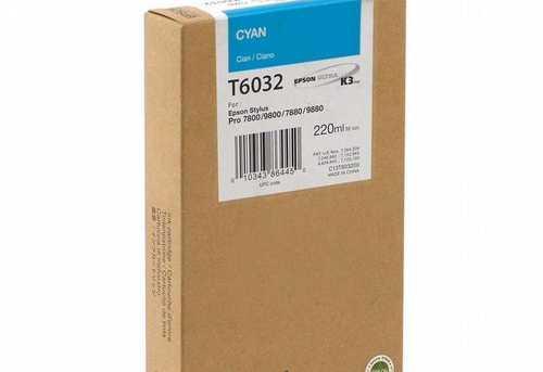 Картридж epson T6032 Струйный Голубой 220мл, C13T6