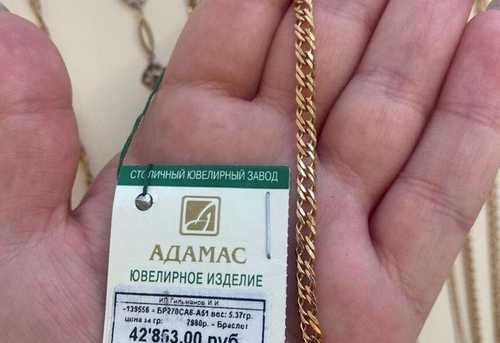 Новый золотой браслет двойной ромб Адамас (бм)