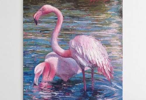 Картина маслом "Фламинго" 60*50 см