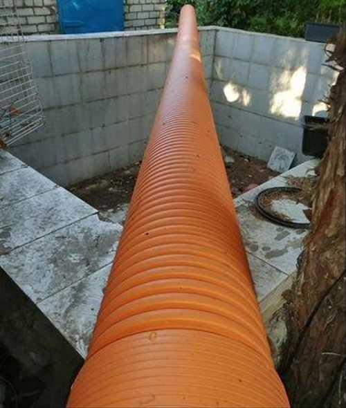 Труба канализационная 200 мм рыжая гофрированная