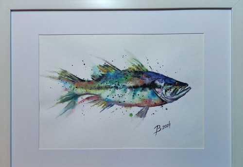 Картины акварель А3 "Рыбы", диптих, 2 шт