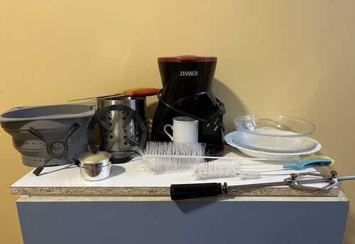 Кофеварка, чайник, тарелки, ножи, посуда бу