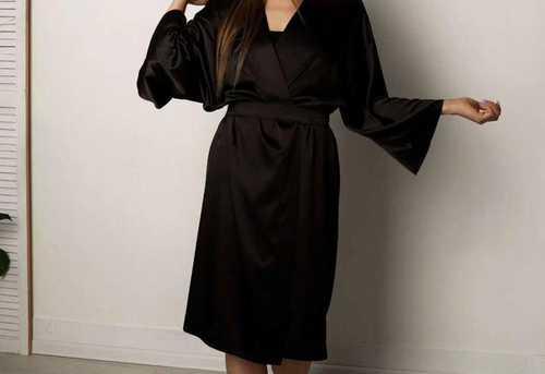 Шёлковое кимоно халат платье накидка муаровый шёлк