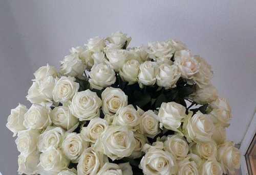 Белые розы 70 см красивый бутон