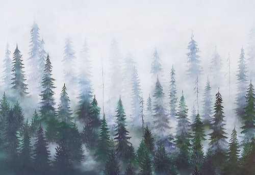 Картина маслом на холсте "Туманный лес" пейзаж