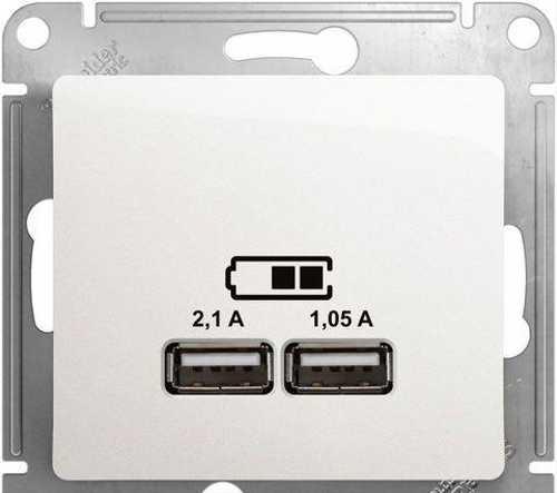 Розетка двойная Schneider Electric Glossa USB тип