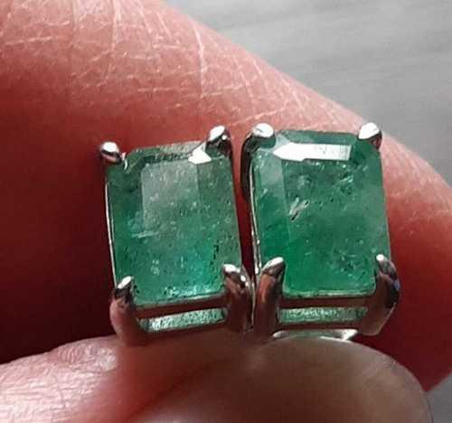 Серьги серебро с изумрудом