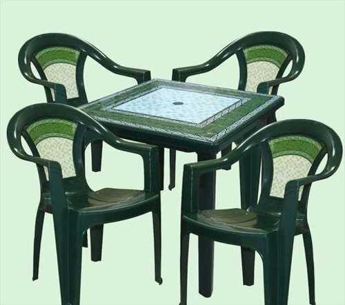 Комплект садовой мебели, стол и 4 стула "Малахит"