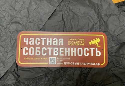 Табличка металлическая частная собственность