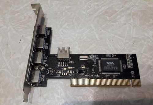 USB контроллер 4+1 порт, VIA VT6212L