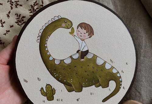 Картина с динозавром в десткую