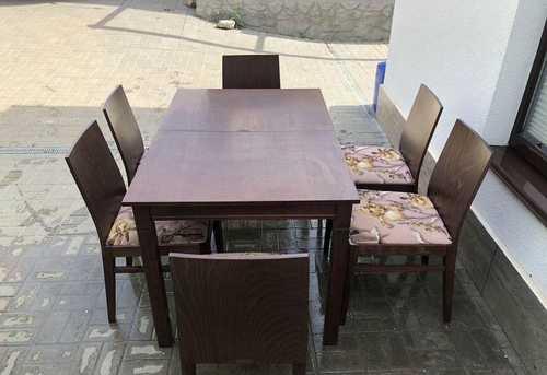 Кухонный стол (120(160)*80*75) и 6 стульев