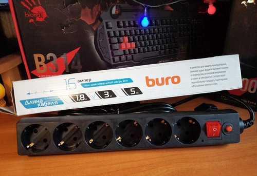 Сетевой фильтр Buro 600SH-16-3-B, 3м, черный