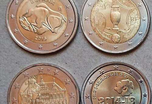 Монеты 2 евро Испания, Франция,Германия, Бельгия