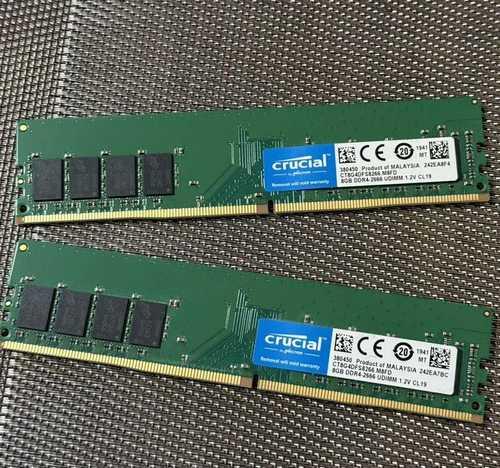 Память Crucial DDR4 16 гб (2x8) 2666 мгц