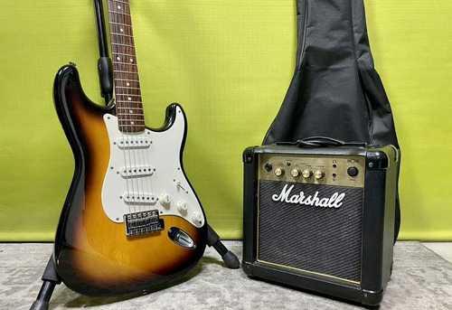 Электрогитара Fender с комбиком Marshall