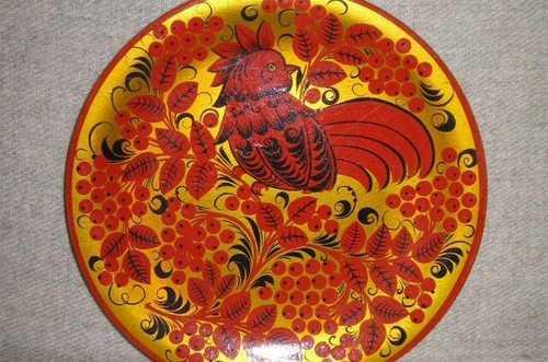 Декоративная настенная деревянная тарелка роспись