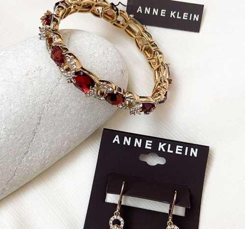 Новые серьги и браслет Anne Klein красные ориг