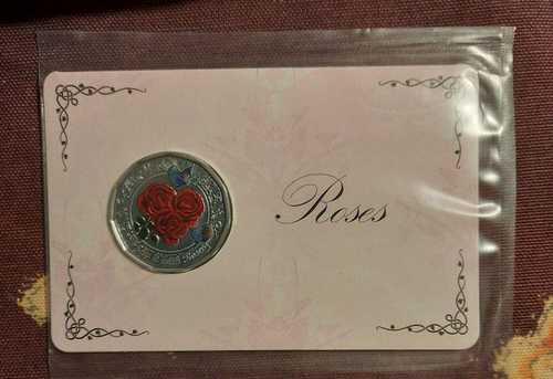 Розы острова Кука монета 1 доллар 2011