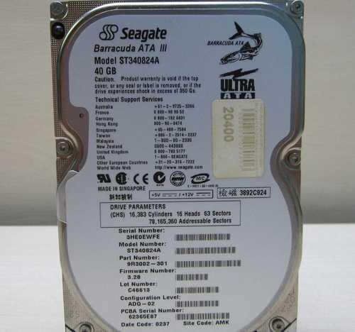 HDD Seagate Barracuda ST340824A (40GB) IDE №2