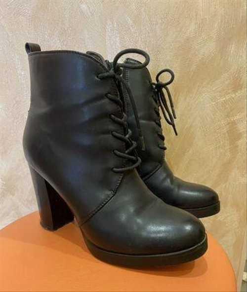 Ботинки женские черные на каблуке 37 размер кожзам