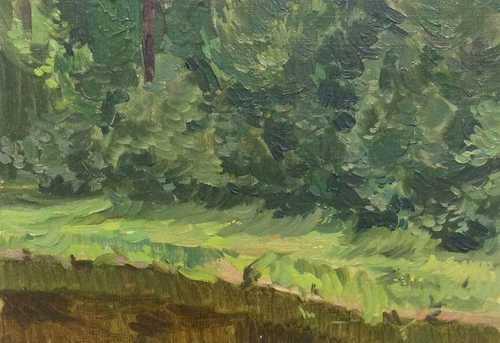 Картина. Прудик в лесу. Пейзаж. 1950. Маторин М.В