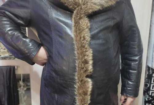 Мужская кожаная куртка на меху