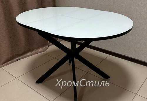 Круглый кухонный стол "Бабочка" белое стекло