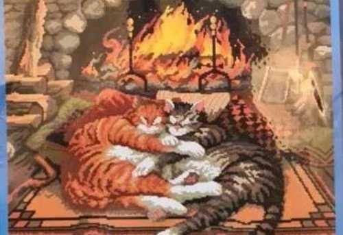 Кошки у камина - Набор для вышивки с кошками