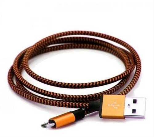 Дата-кабель Smartbuy USB - micro USB хлопок+металл