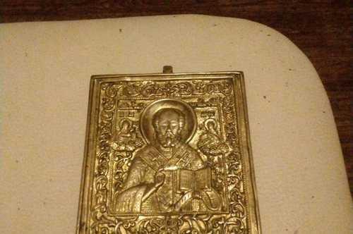 Старинная уциненная икона Николай Угодник Чудотвор