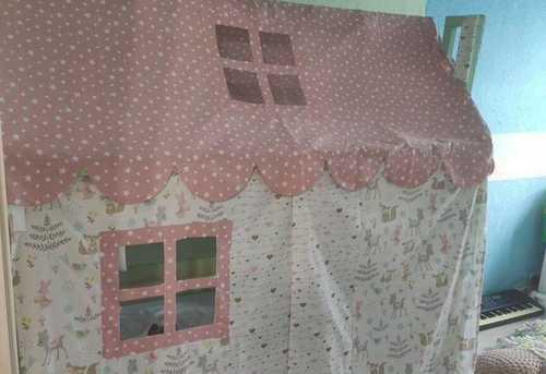 Кровать домик с текстилем 160х80
