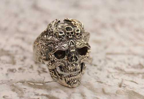 Серебряное кольцо 925 с черепом дьявол