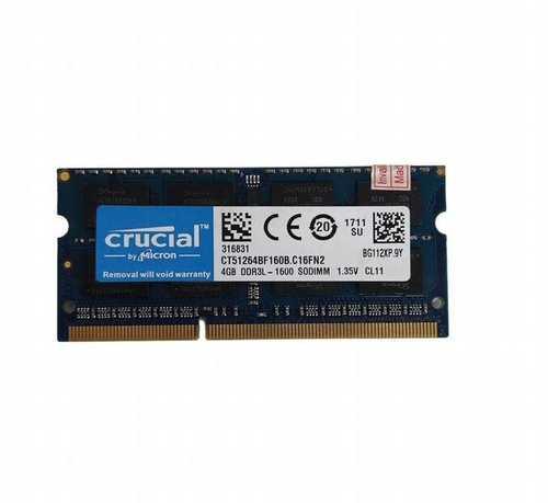 Модуль памяти 4GB Crucial DDR-3L 1600Mhz CT51264BF