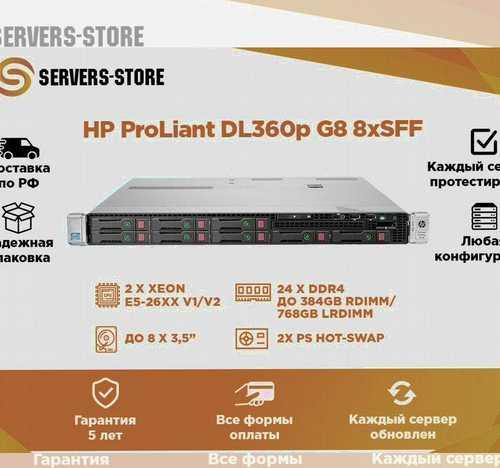 Сервер HP ProLiant DL360p G8 8xSFF