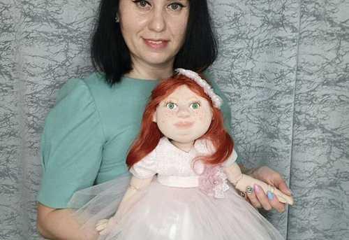 Текстильная шарнирная кукла авторская работа