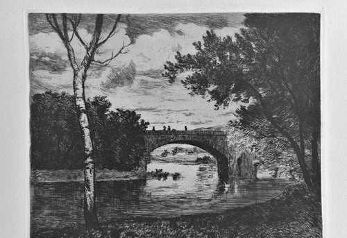 Пейзажи 19 век Антикварные Гравюры Природа Офорты