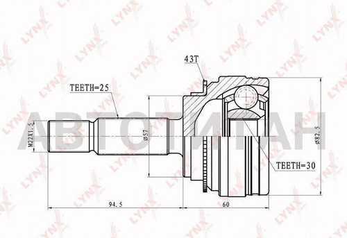Шрус наружный перед прав/лев Mitsubishi lancer IX
