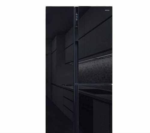 Холодильник Ginzzu NFK-610 черное стекло Новый