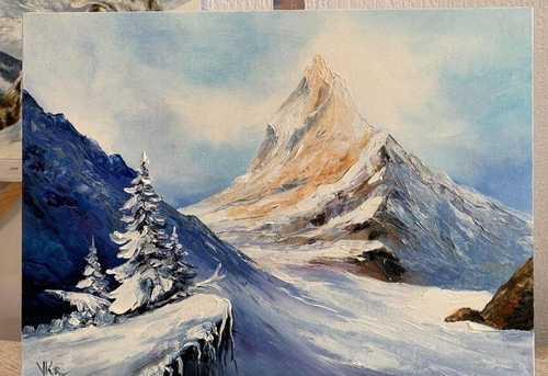 Картина маслом "Снежные вершины"
