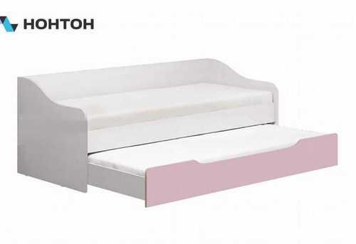 Кровать выдвижная Вега fashion 1 белый / розовый