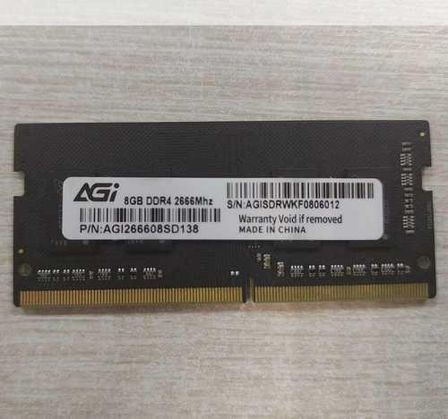 Оп. память для ноутбука DDR4 8Gb, 2666Mhz AGI