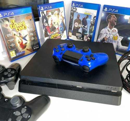 Sony playstation 4 slim 1tb (3 геймпада )