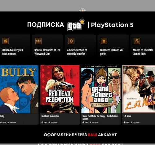 Подписка GTA Plus PS5