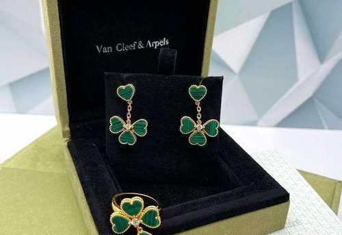 Серьги Van Cleef Arpels Золото Малахит