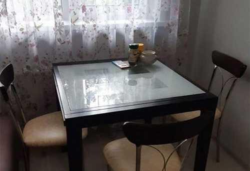 Кухонный стол раздвижной Стекло из Массива