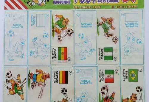 Футбольные наклейки 90-ых + карточки азбуки вкуса