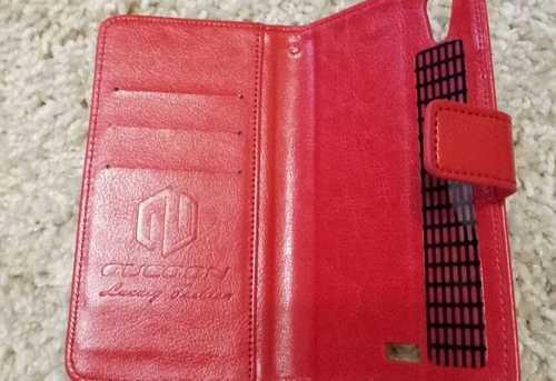 Новый чехол-бумажник красного цвета