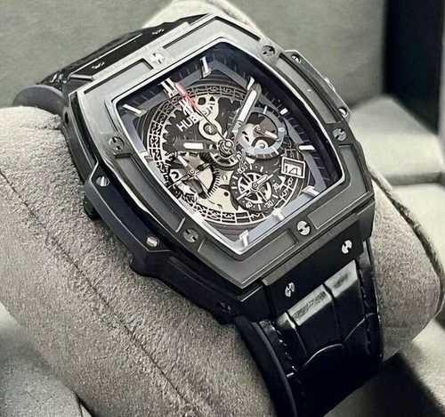 Наручные часы бочка мужские чёрные Hublot